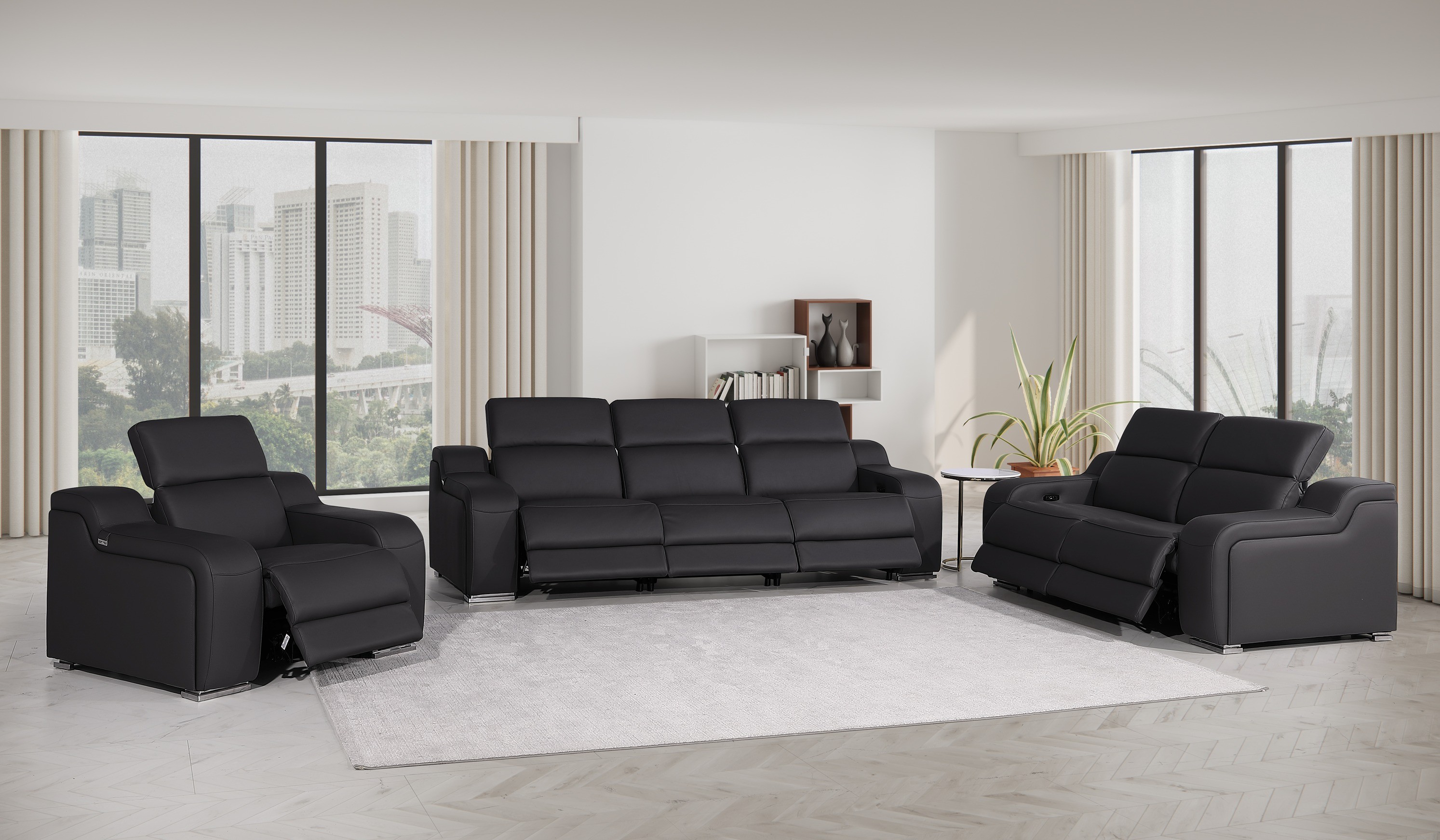 1116 DivanItalia Black 6-Piece Modular Power Reclining Sofa, Loveseat ...