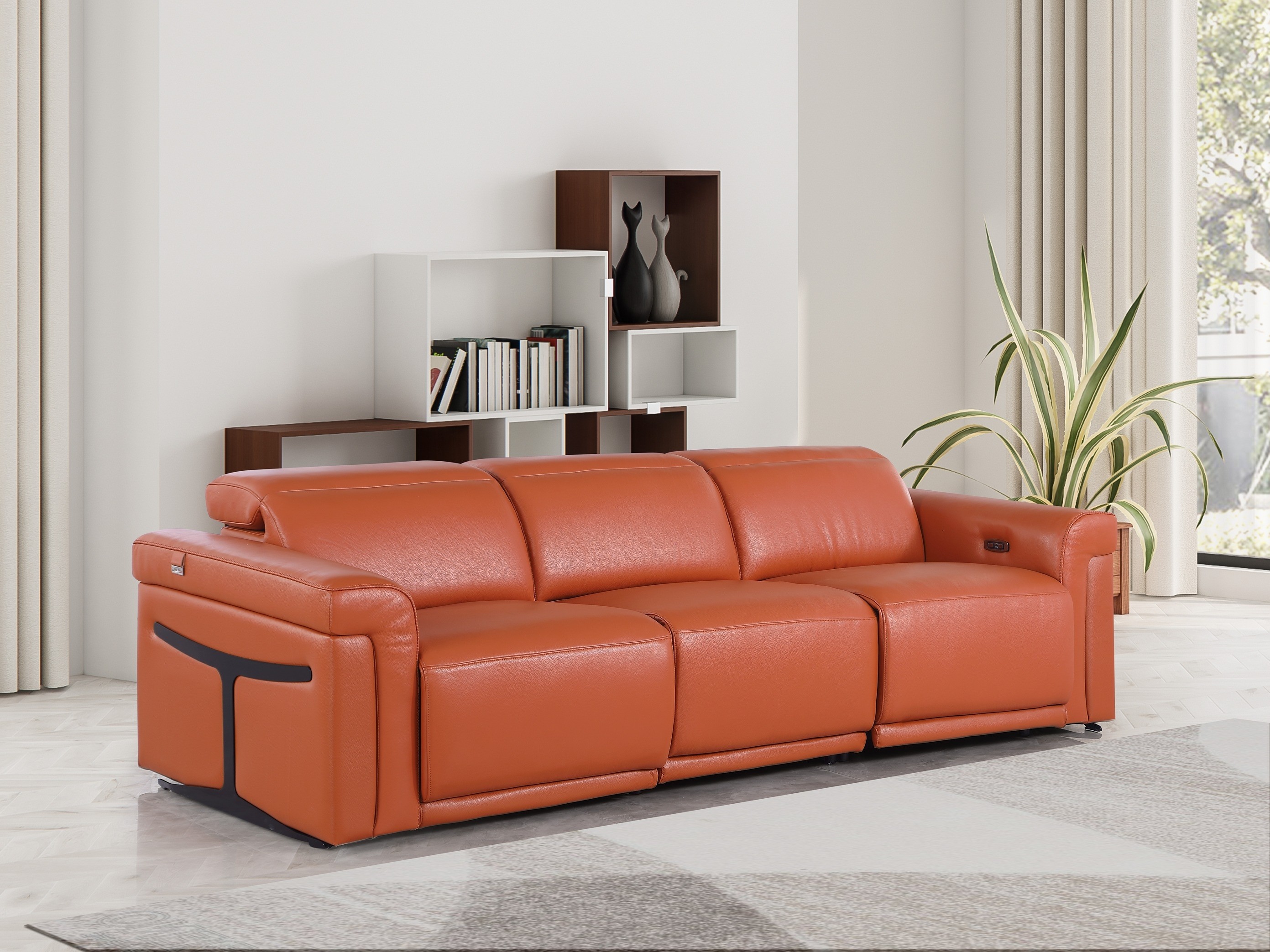 1126 DivanItalia Camel Top Grain Italian Leather Power Reclining Sofa ...