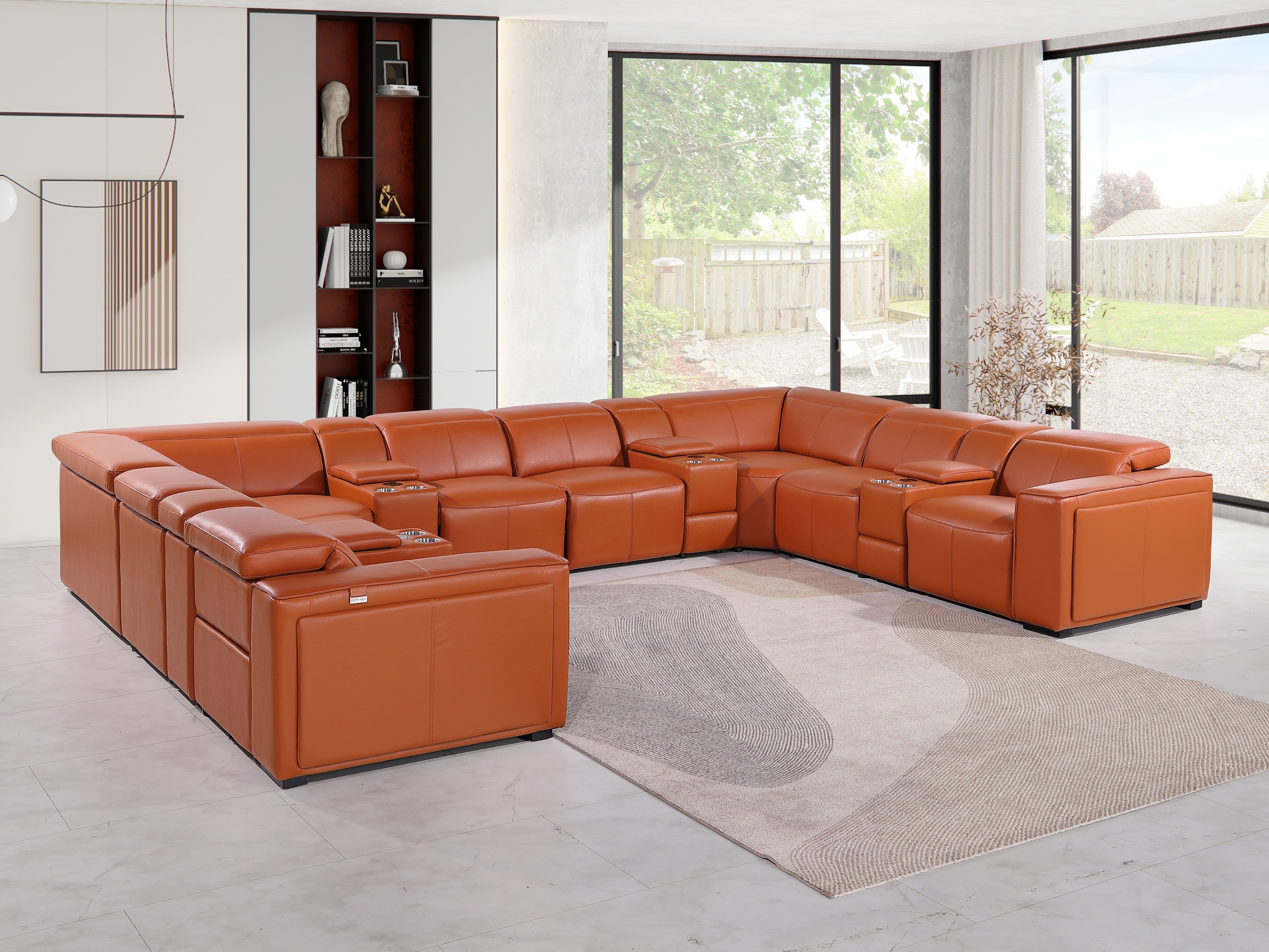 1224 - DivanItalia Camel 12-Piece U-Shaped Modular Power Reclining ...