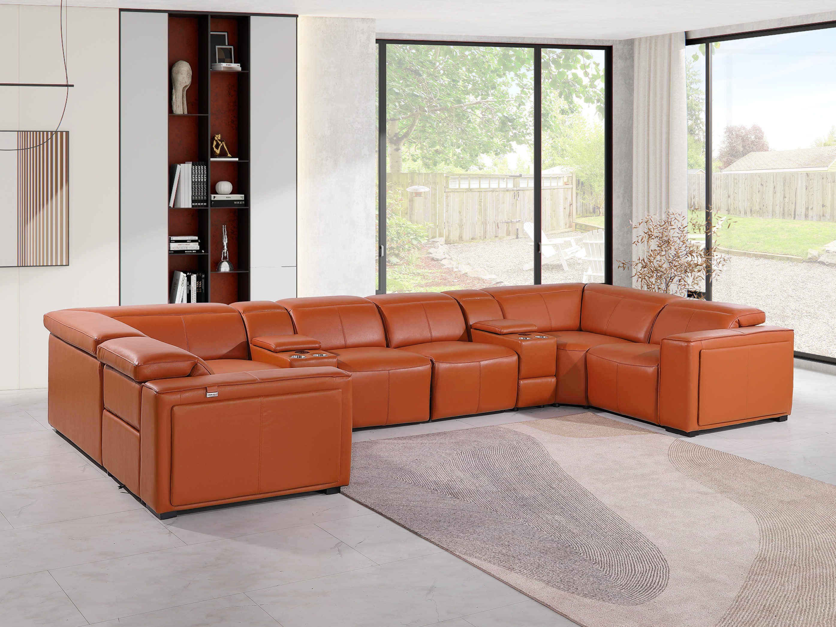 1224 - DivanItalia Camel 8-Piece U-Shaped Modular Power Reclining ...