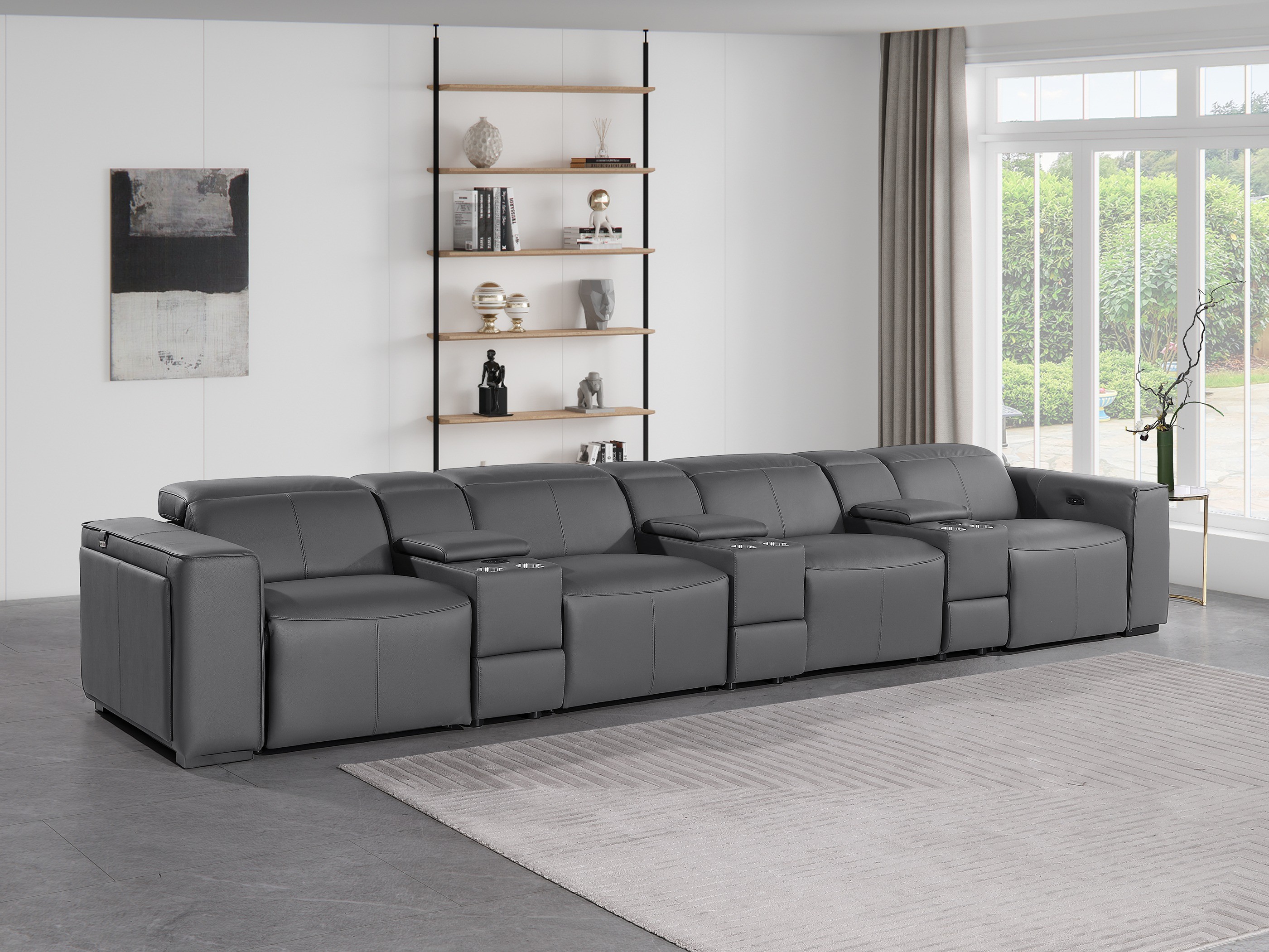 1224 - DivanItalia Dark Grey Modular Power Triple Reclining Triple ...