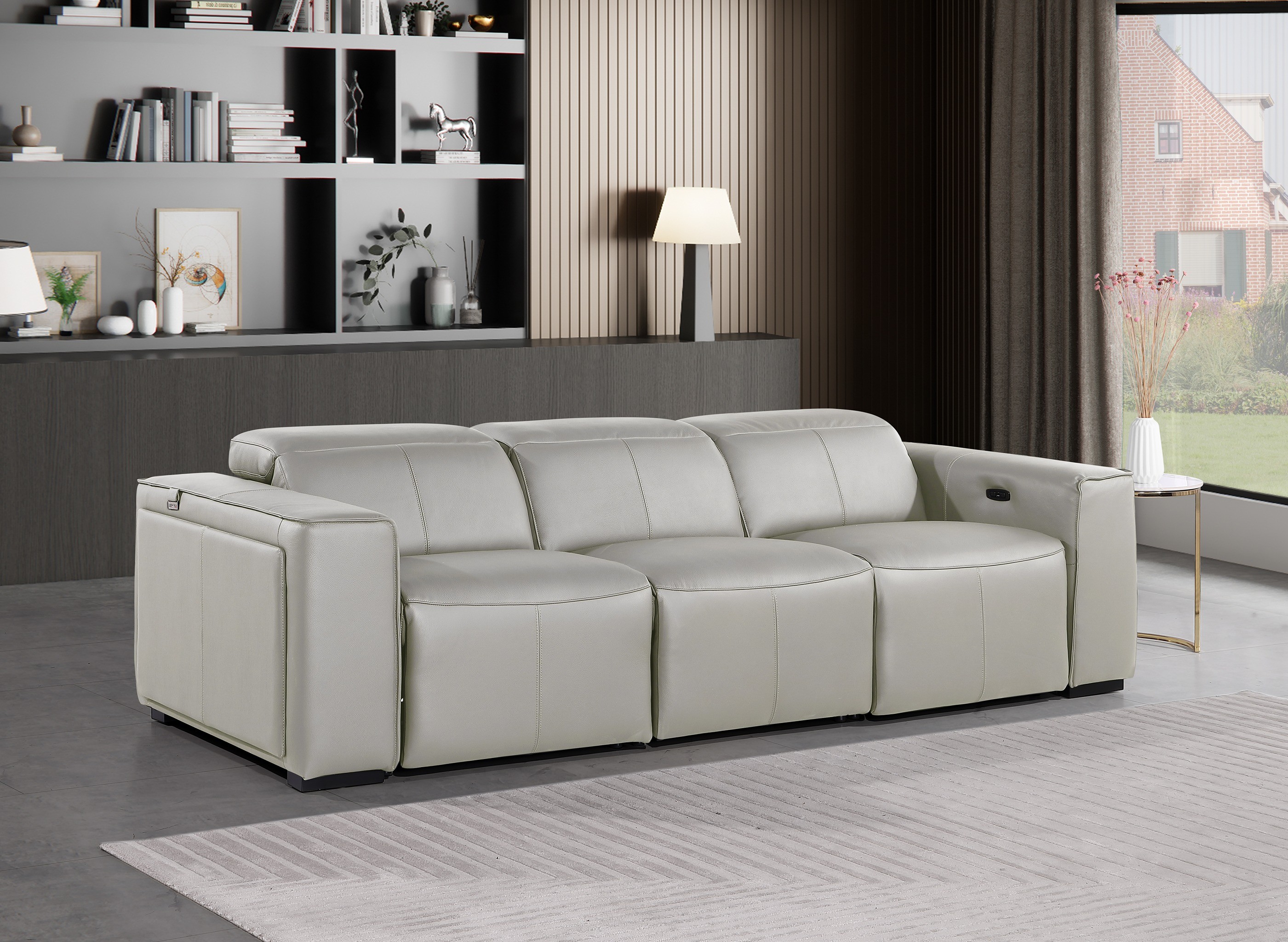 1224 - DivanItalia Light Grey Modular Power Dual Reclining Sofa with ...