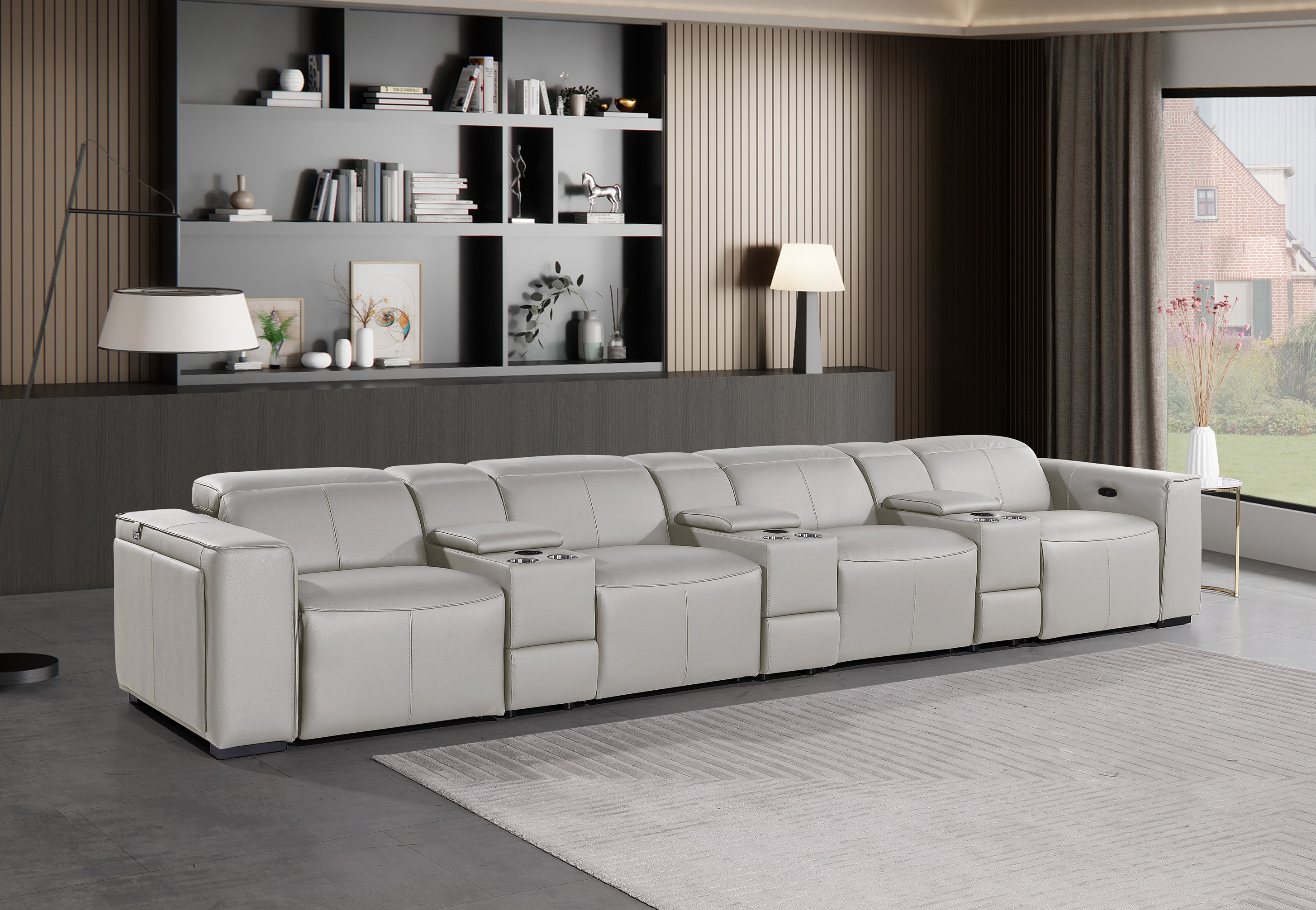 1224 - DivanItalia Light Grey Modular Power Triple Reclining Triple ...
