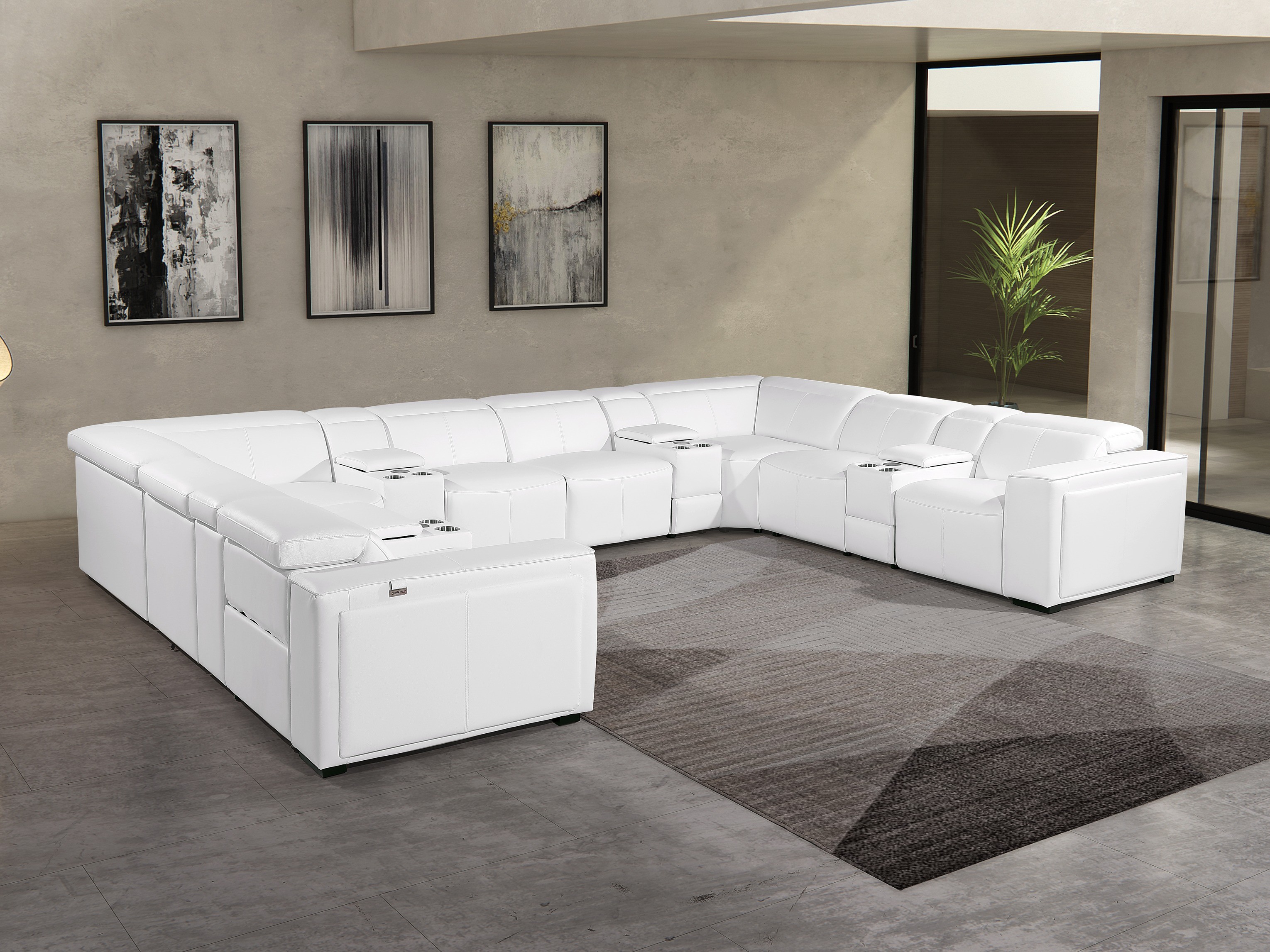 1224 - DivanItalia White 12-Piece U-Shaped Modular Power Reclining ...