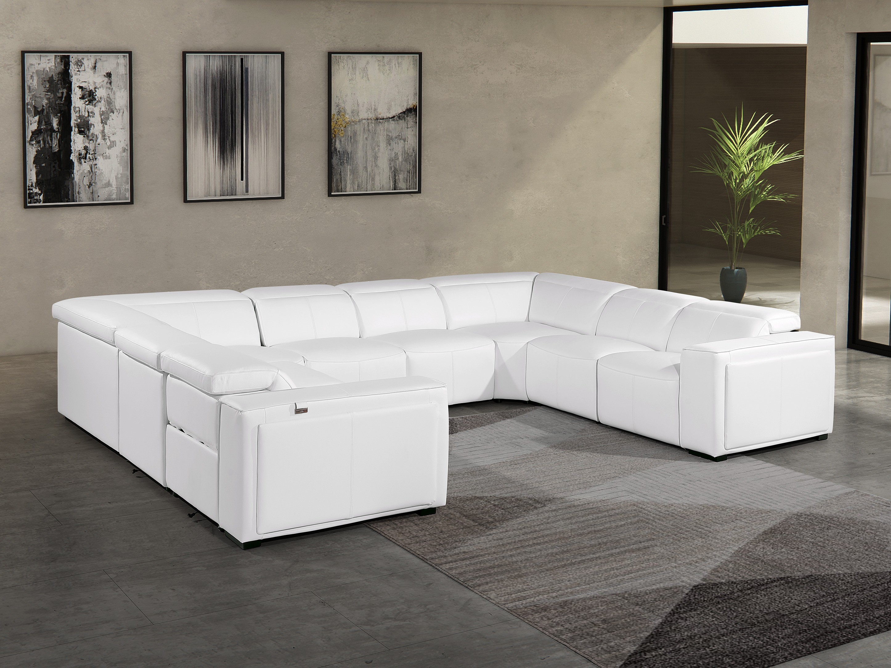 1224 - DivanItalia White 8-Piece U-Shaped Modular Power Reclining ...