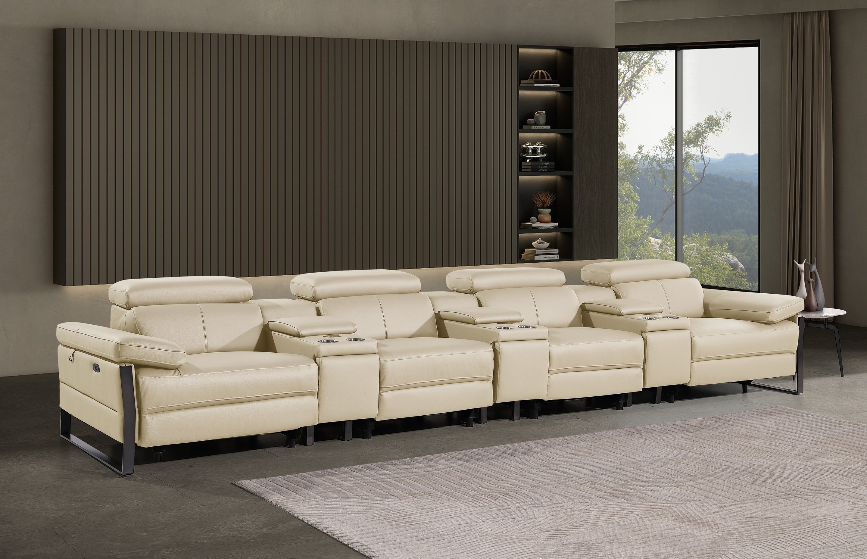 1246 - DivanItalia Beige Modular Power Triple Reclining Triple Console ...