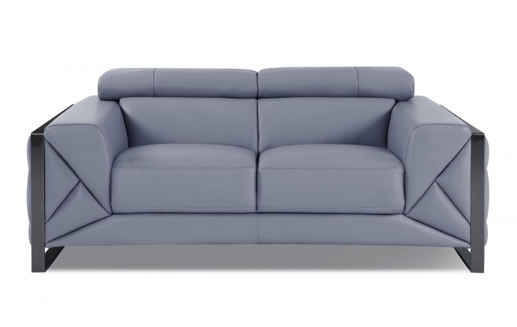 903 DivanItalia Light Blue Sofa Set – Top Grain Italian Leather - Featured