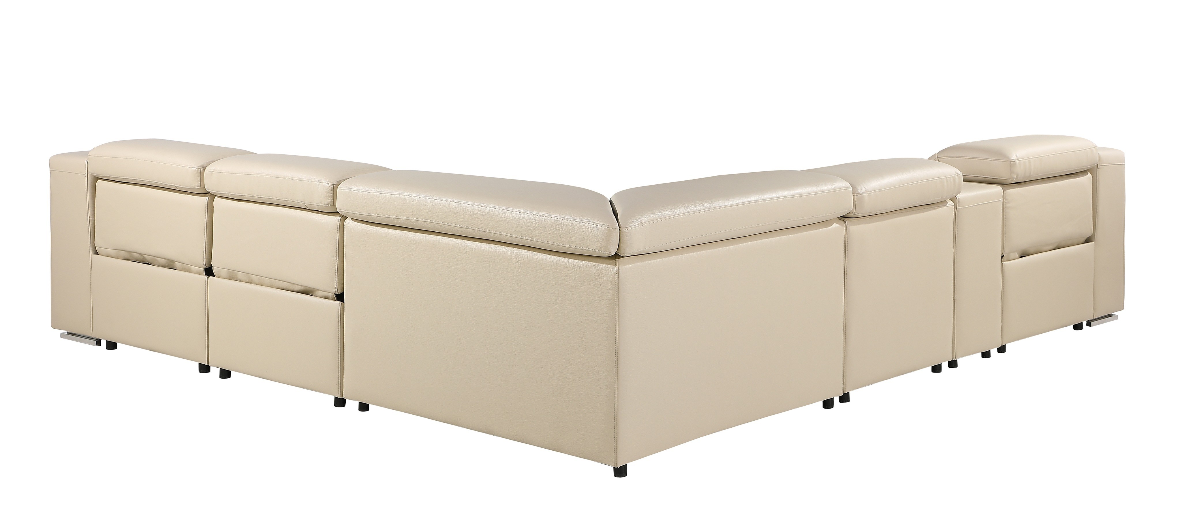 1116 DivanItalia Beige Top-Grain Italian Leather 6-Piece Sectional with ...