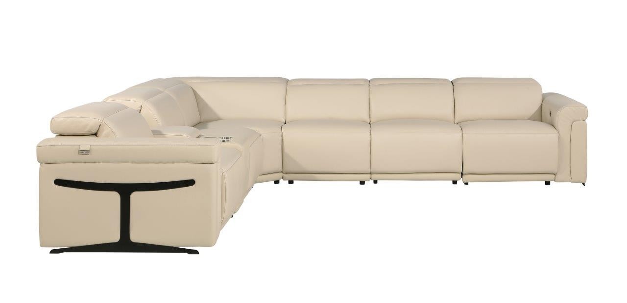 1126 - Top Grain Beige Italian Leather Sectional Sofa 7-Piece w/ 4 ...