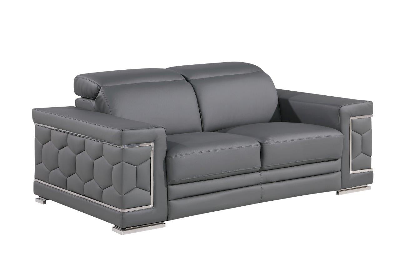 296 Dark Gray Sofa and Loveseat Set – Genuine Leather - Sofa Sets ...