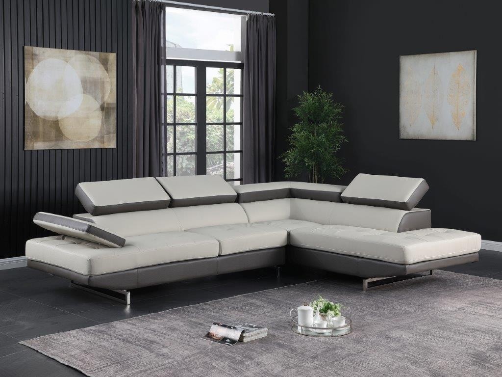 8136 Two-Tone Light Gray Right Arm Facing Sectional - Sectionals